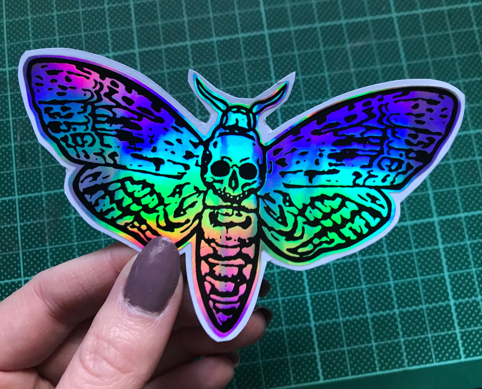Holographic Death Head Moth Vinyl Decal Sticker Rainbow Moth | Etsy