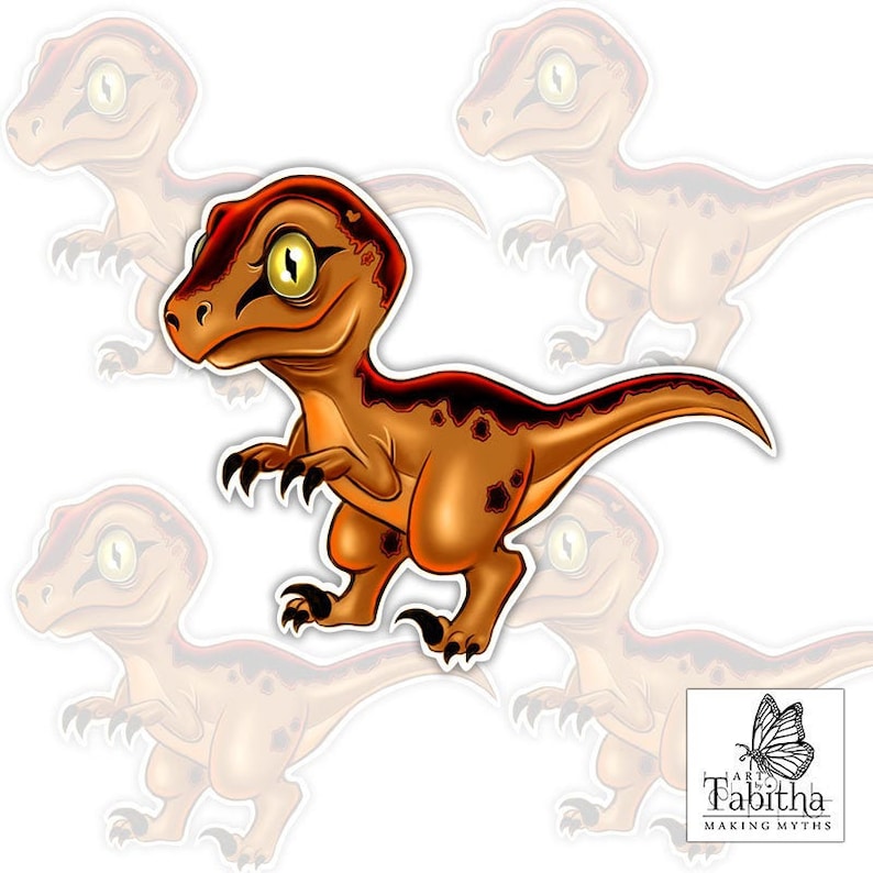 Orange Raptor Vinyl Decal Sticker Velociraptor Dinosaur - Etsy