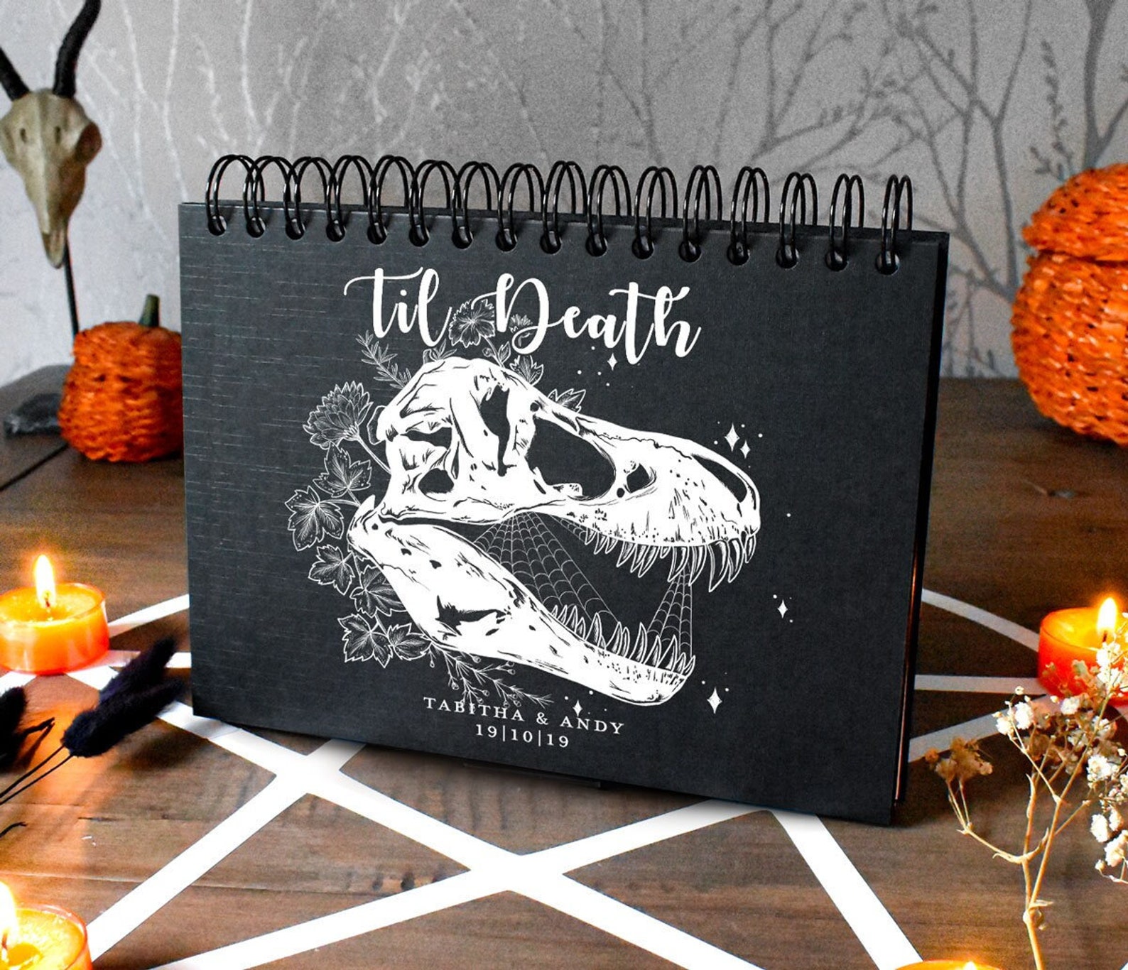 Custom Gothic Til Death T Rex Dinosaur Skull Wedding Guest | Etsy