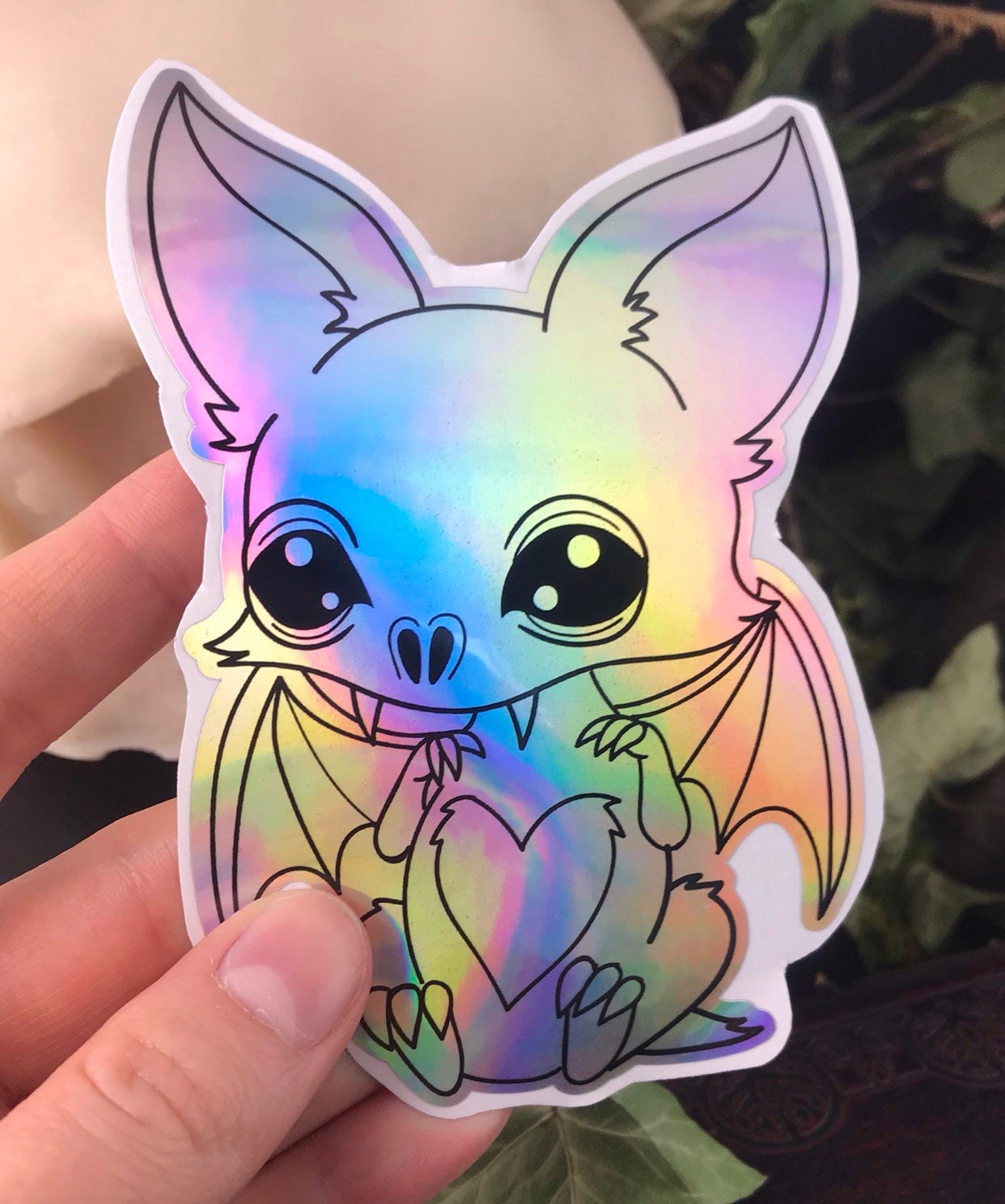 Holographic Cute Vampire Bat Vinyl Decal Sticker Rainbow - Etsy