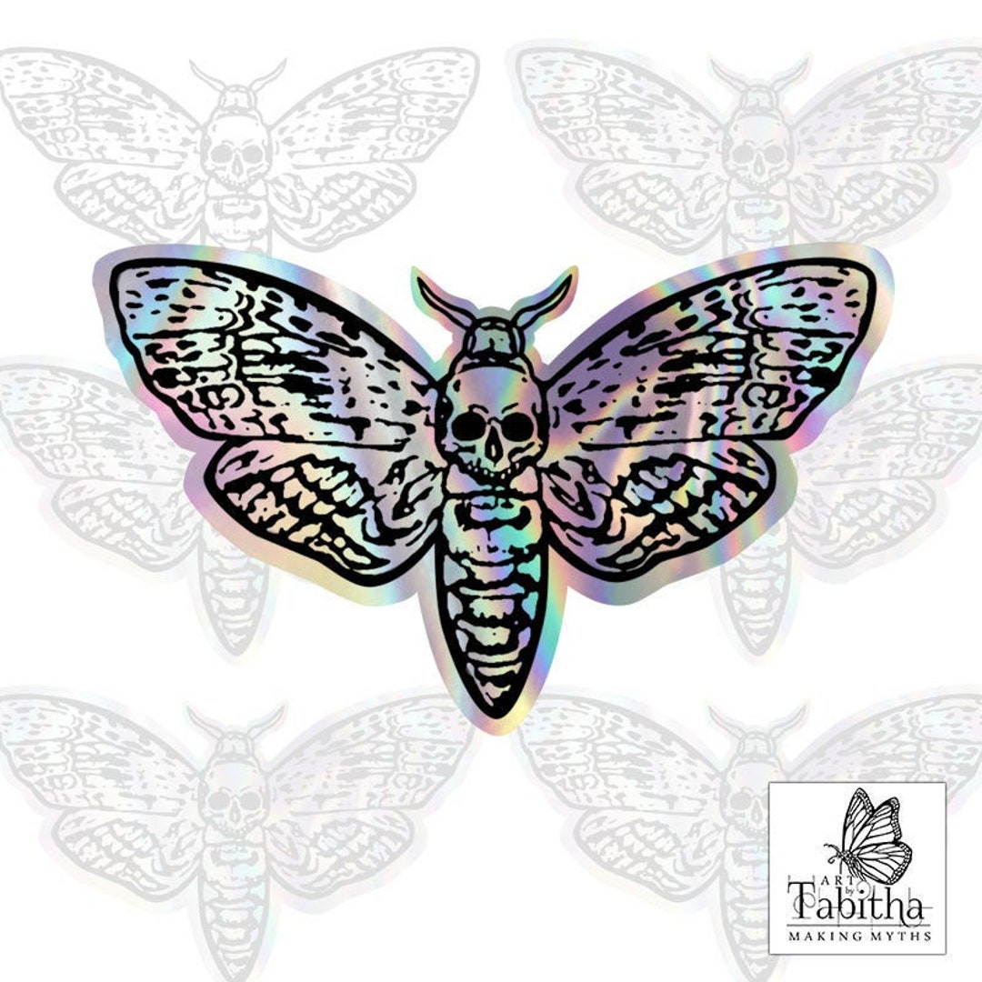 Holographic Death Head Moth Vinyl Decal Sticker Rainbow Moth Butterfly ...
