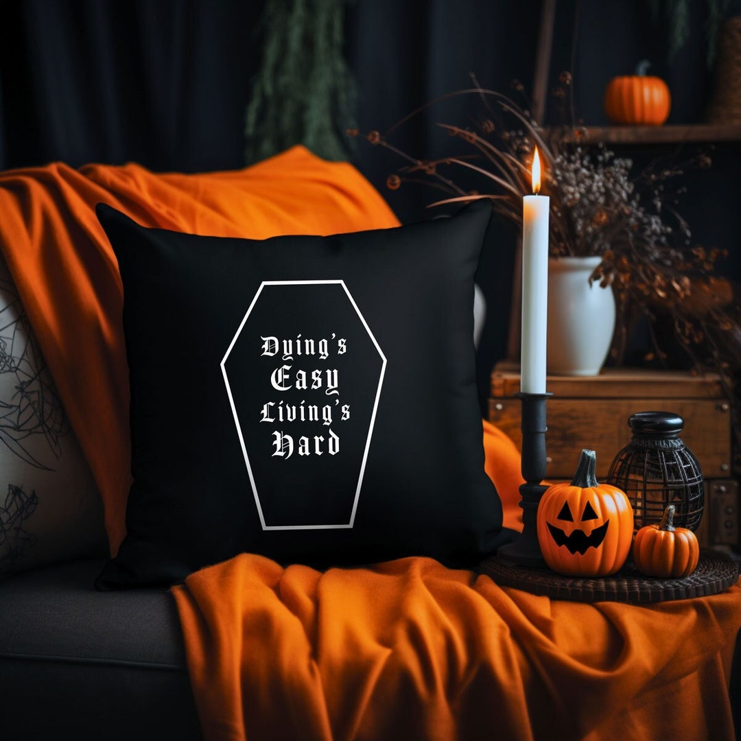 Gothic 'dying's Easy, Living's Hard' Coffin Cushion Cover Gothic Decor ...