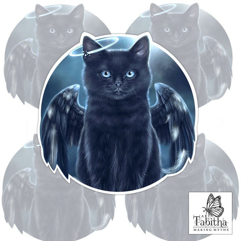 Fallen Angel Black Cat - Vinyl Decal - Etsy
