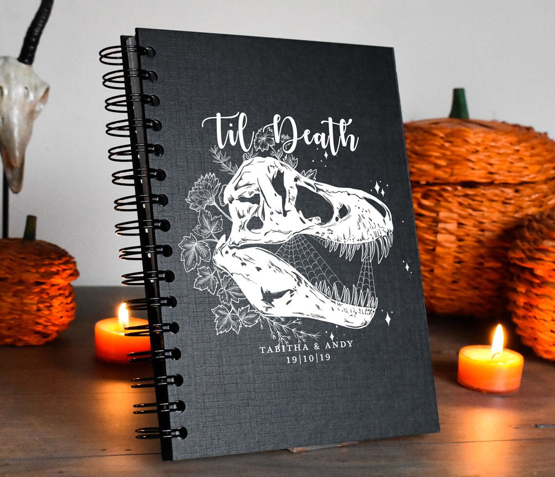 Custom Gothic Til Death T Rex Dinosaur Skull Wedding Guest | Etsy