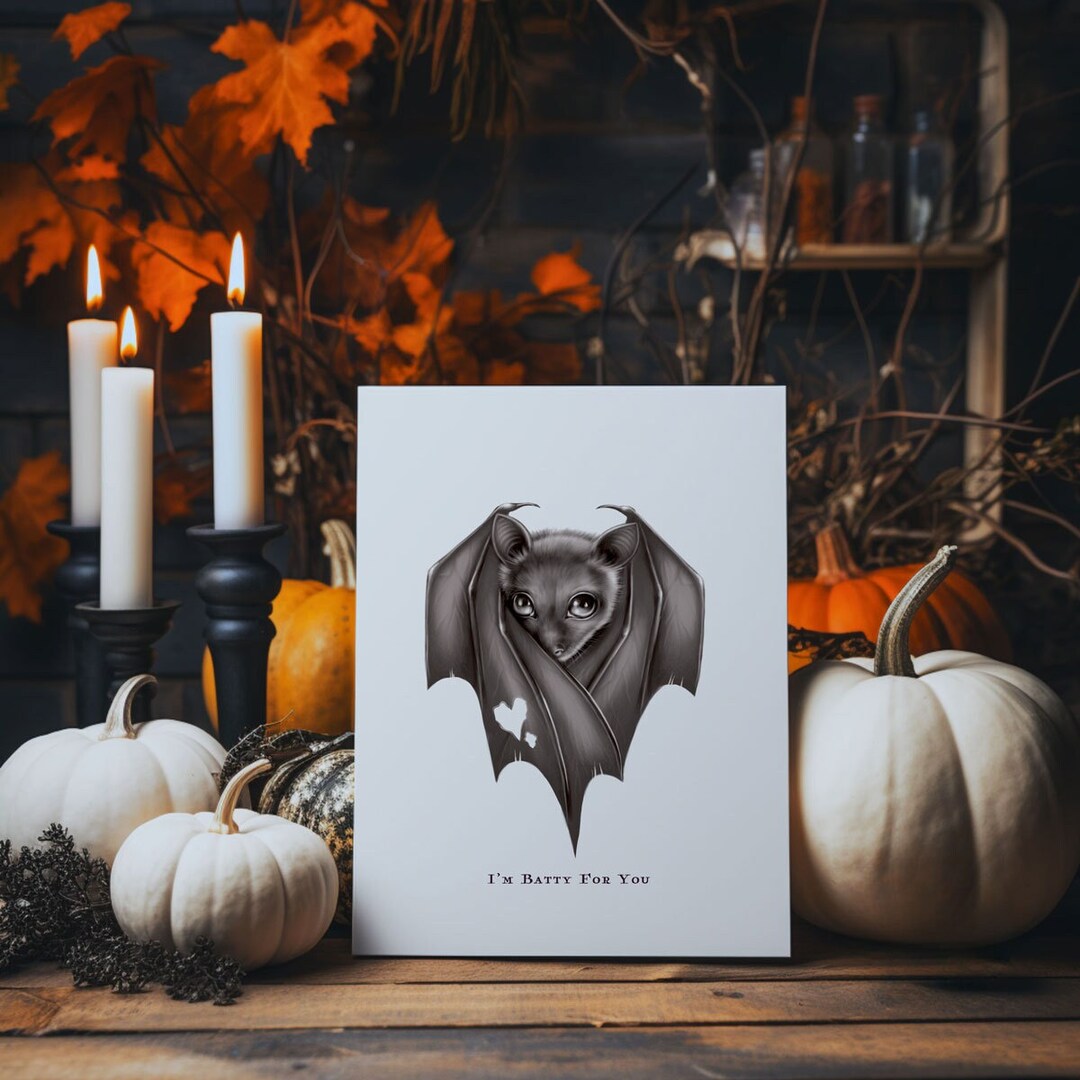 Heart Shape Bat 'i'm Batty for You' Customisable Print | Gothic Decor ...