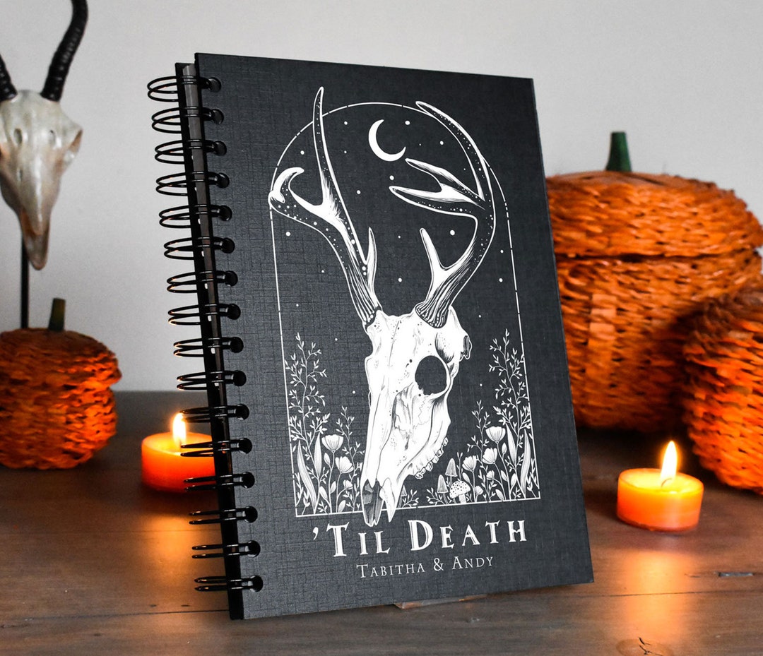 Custom Gothic Stag Skull Til Death Wedding Guest Book Journal Notebook ...