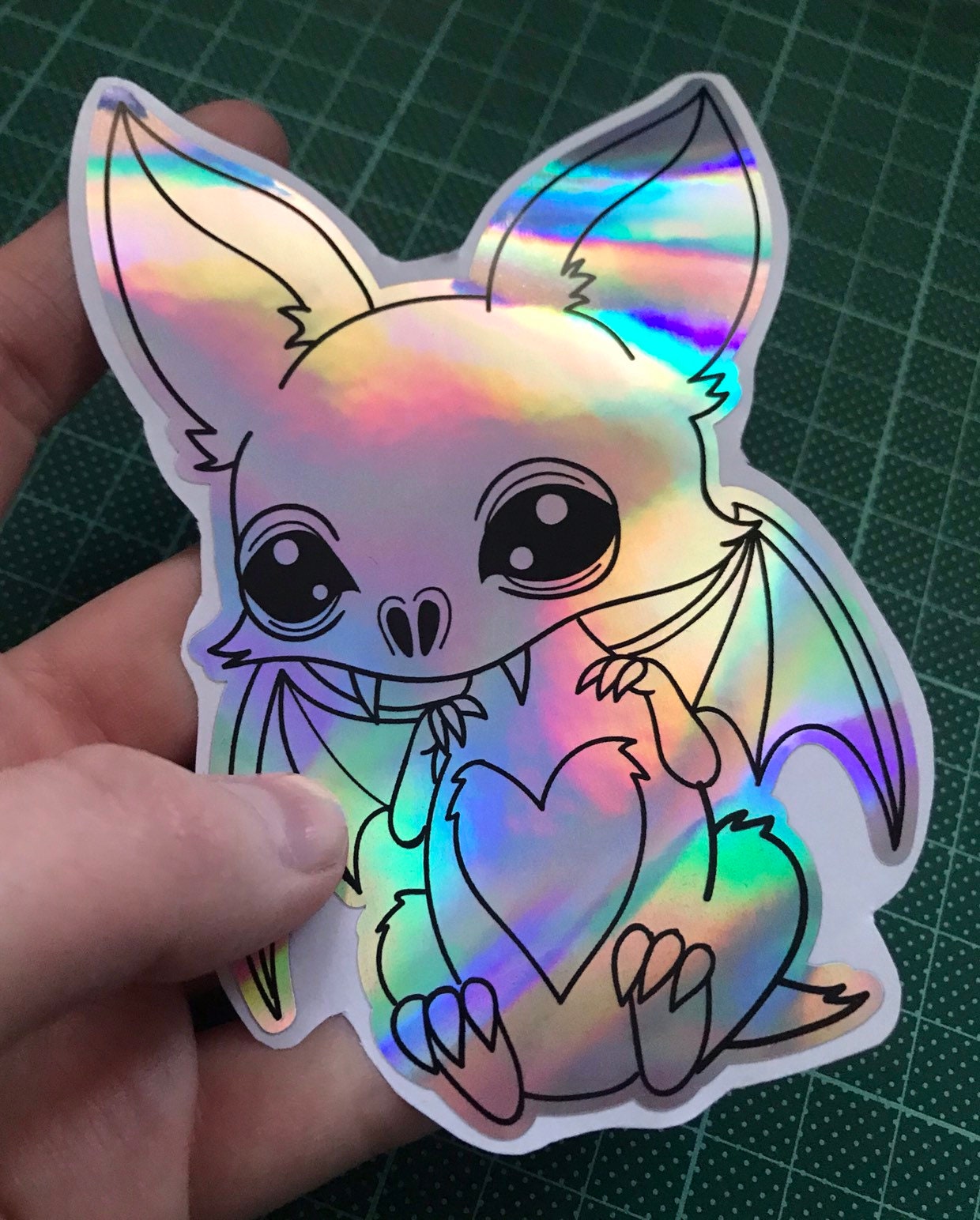 Holographic Cute Vampire Bat Vinyl Decal Sticker Rainbow - Etsy