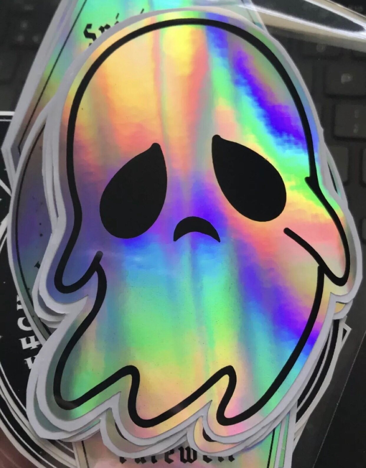 Holographic cute spooky ghost vinyl decal sticker rainbow | Etsy