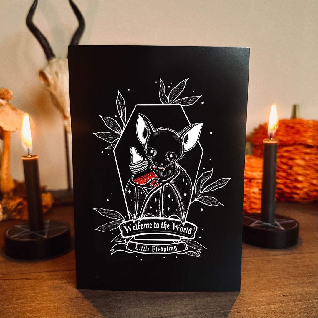 Welcome to the World Baby Bat Card | Gothic | Spooky | Newborn | Baby ...