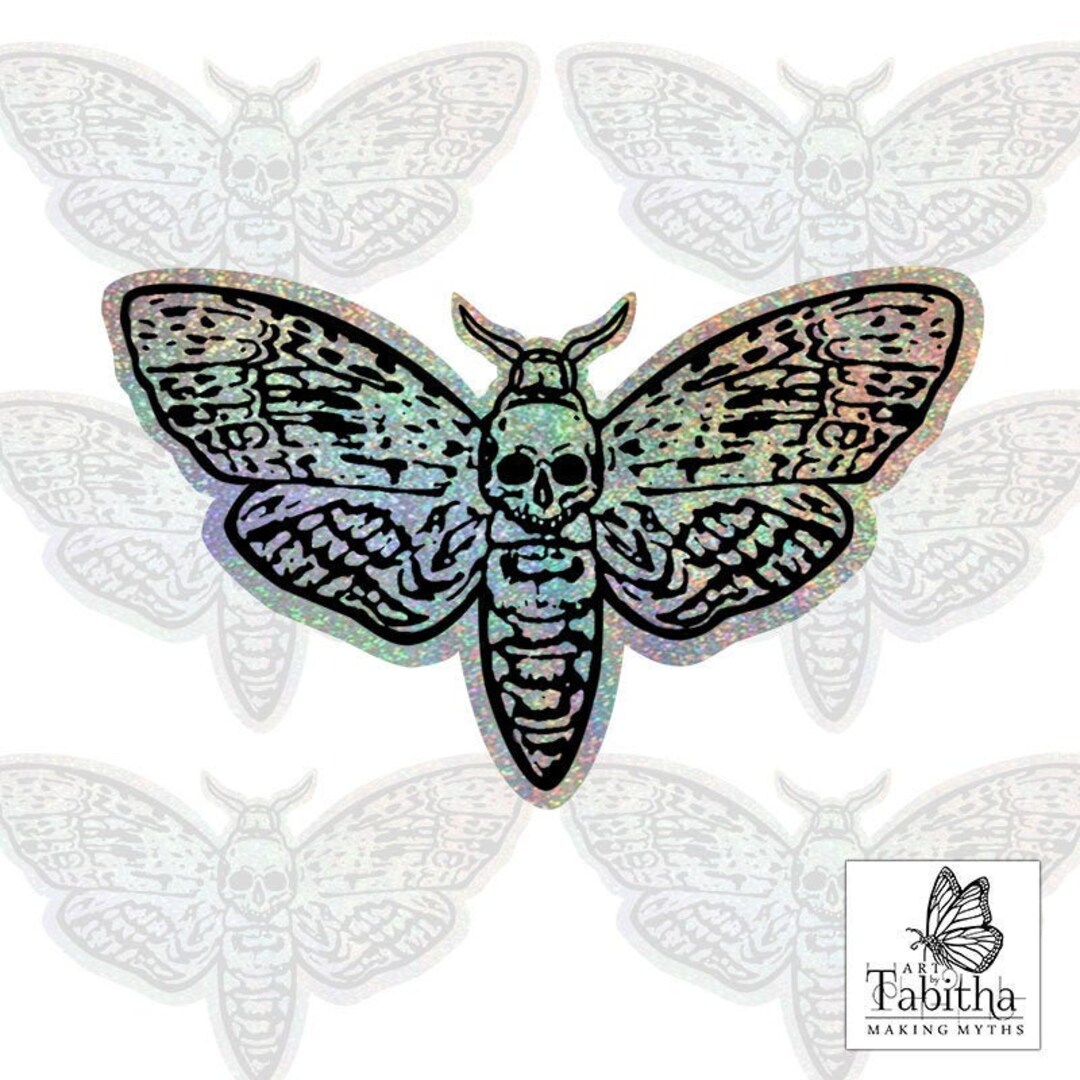 Sparkly Holographic Death Head Moth Vinyl Decal Sticker Rainbow Moth ...