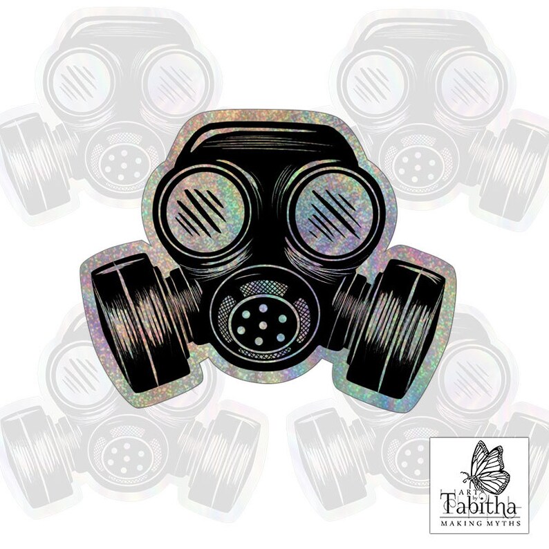 Biohazard Gas Mask Sticker Holographic Vinyl Decal - Etsy