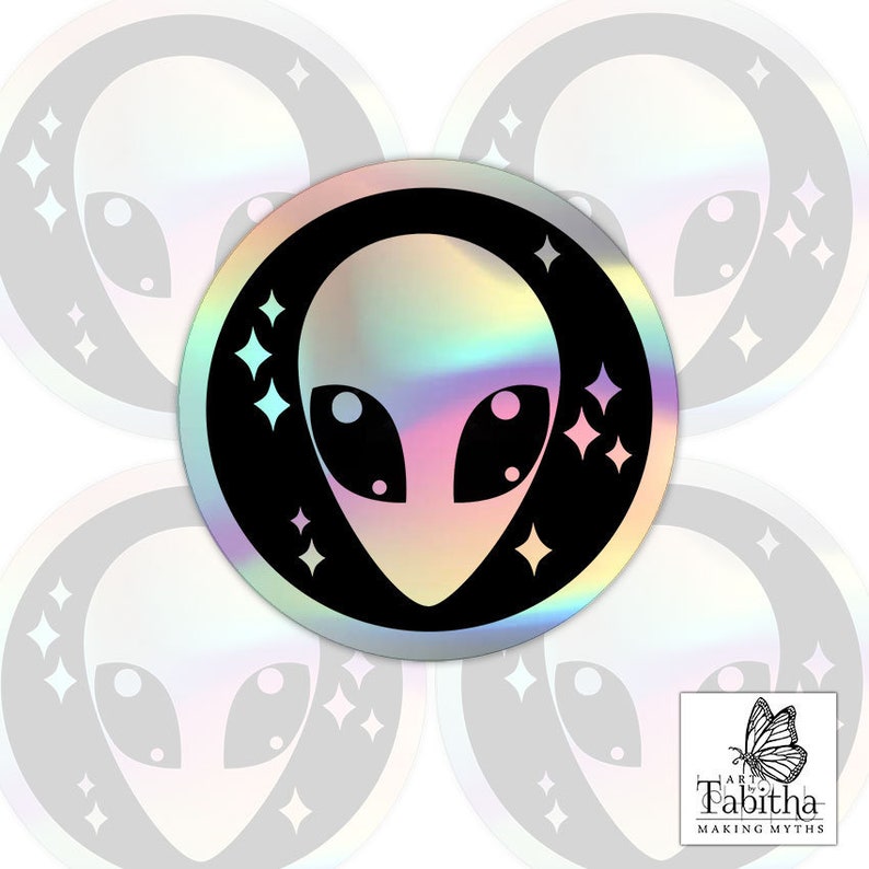 Space Alien Rainbow Holographic Vinyl Decal Sticker - Etsy