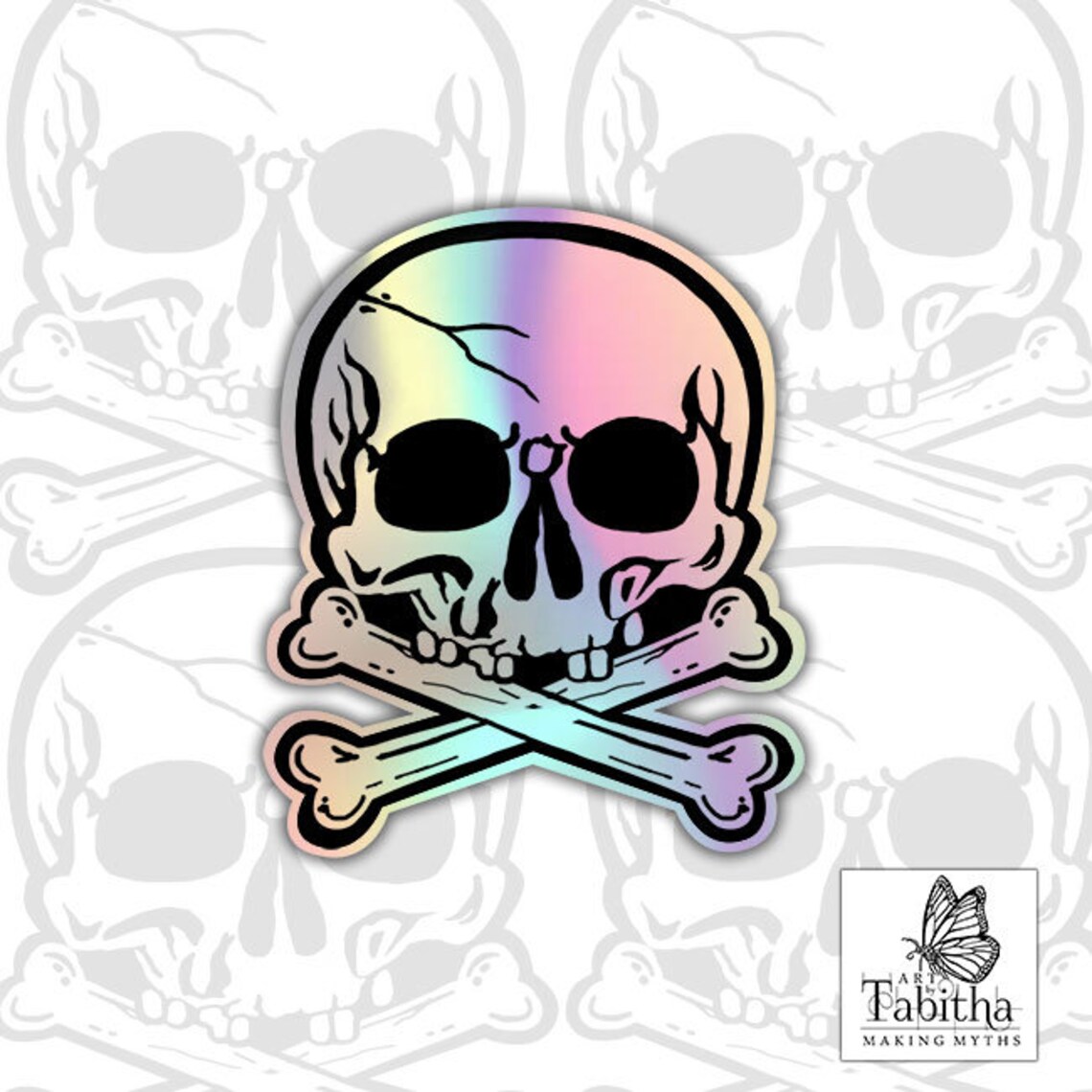 Holographic Skull & Crossbones Sticker Vinyl Decal | Etsy