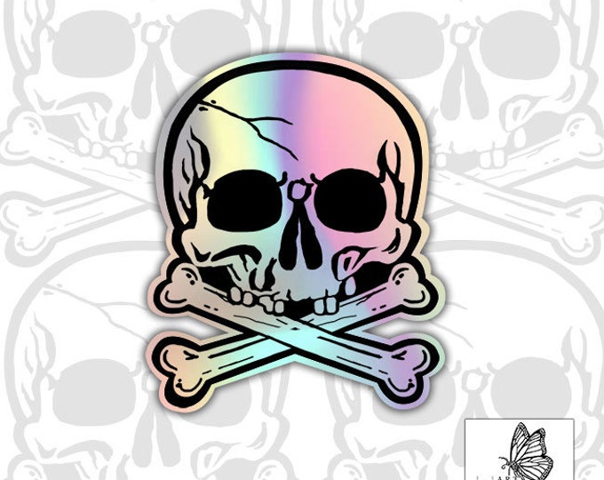 Holographic Skull & Crossbones Sticker - Vinyl Decal - Etsy