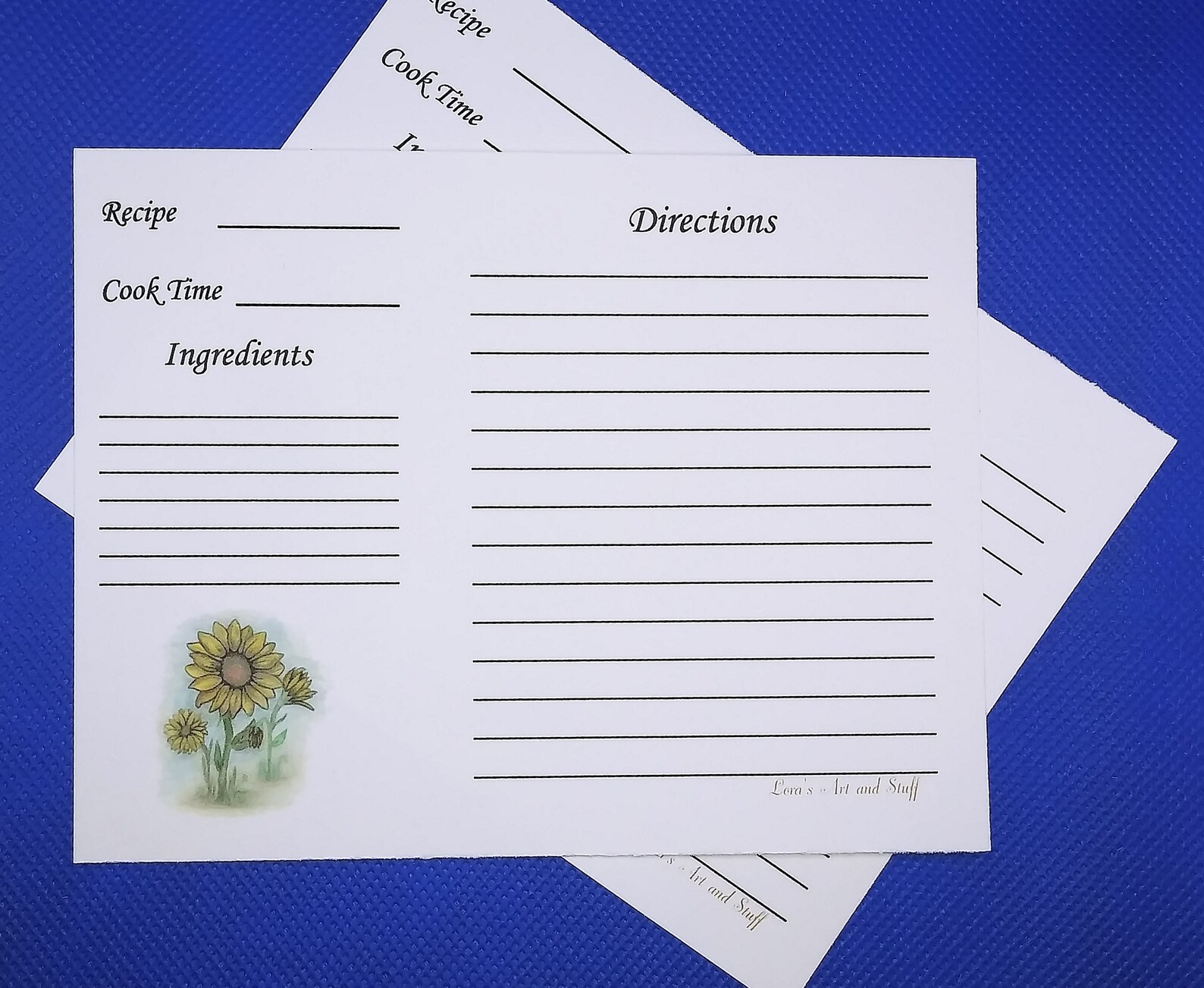 Sunflower Baking Recipe Card Set / Sunflower Recipe Index | Etsy