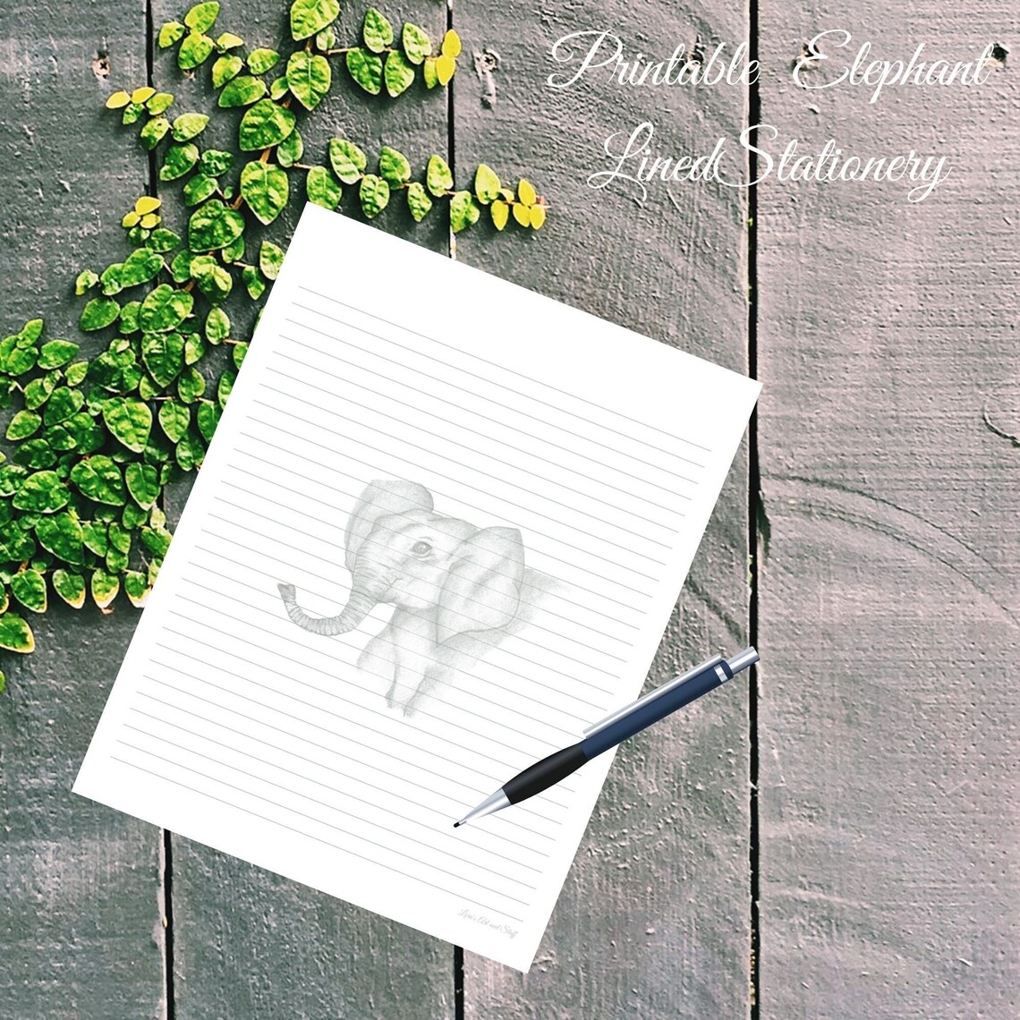 Printable / Digital Elephant Lined Stationery Letter Sheets / Elephant ...