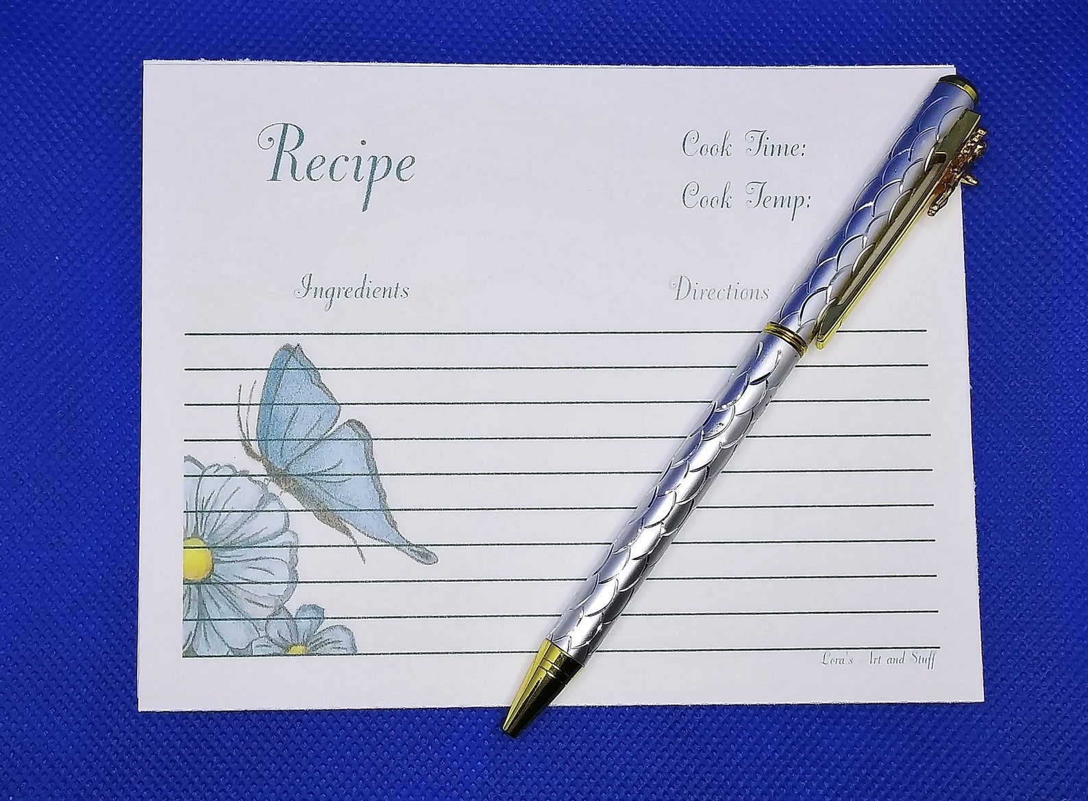 Baking Recipe Card Set Butterfly and Flower Recipe Cards - Etsy