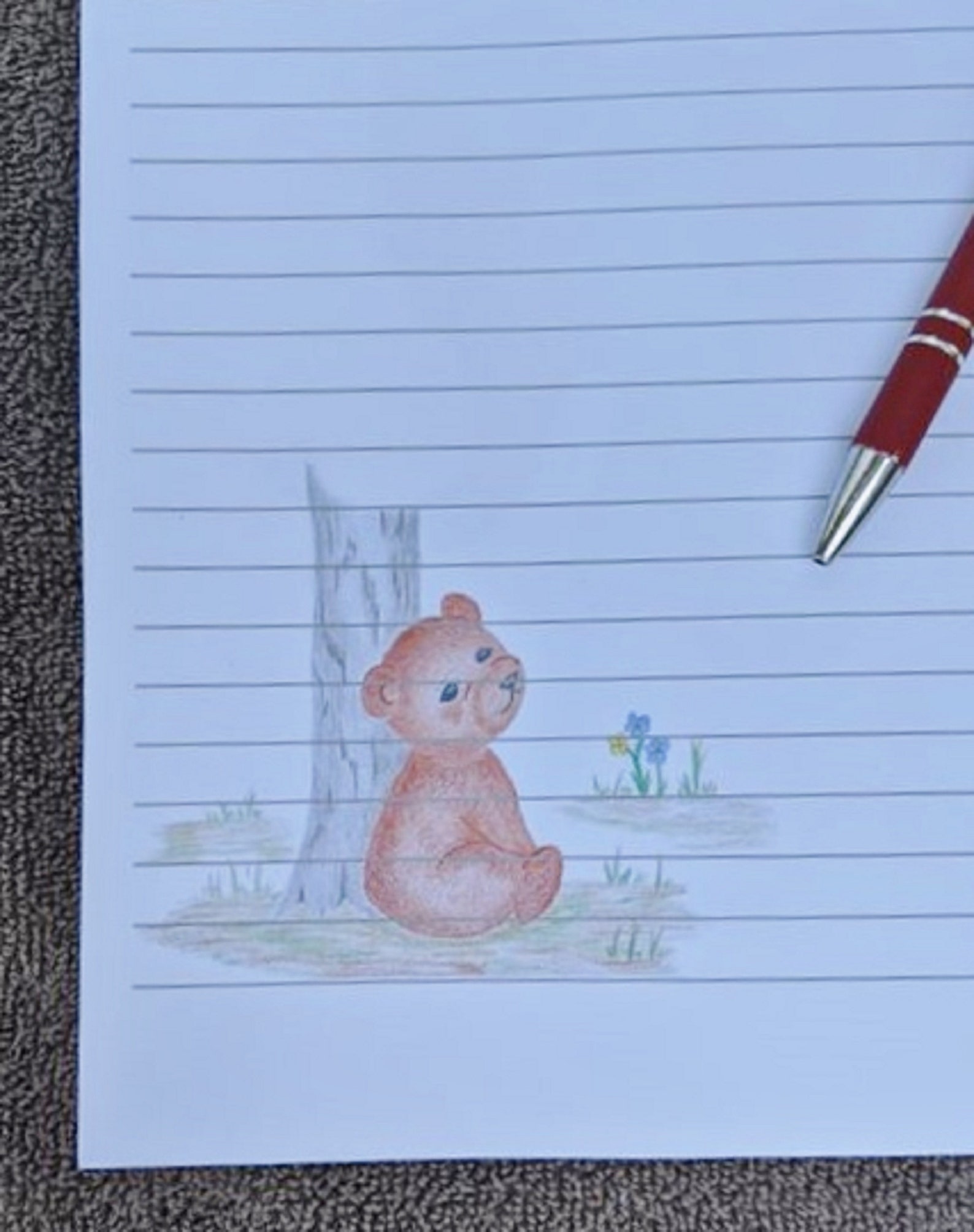 Teddy Bear Lined Stationery Letter Sheets / Teddy Bear Writing | Etsy