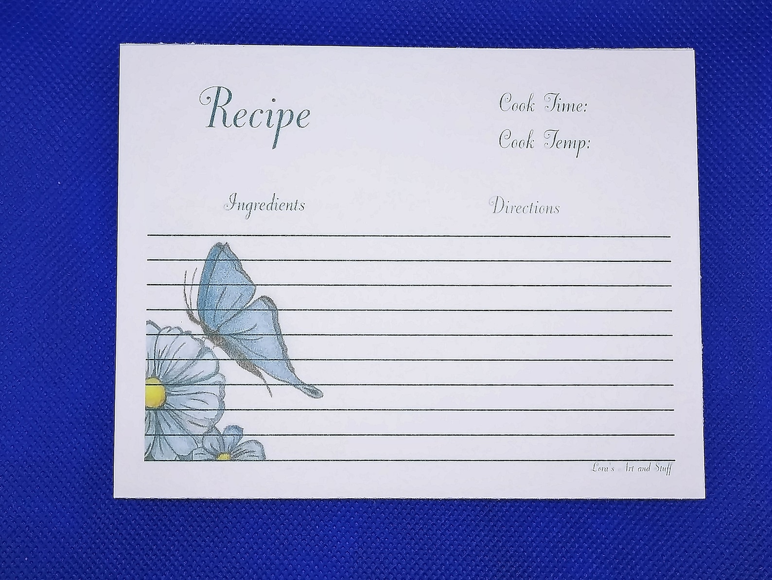 Baking Recipe Card Set Butterfly and Flower Recipe Cards - Etsy