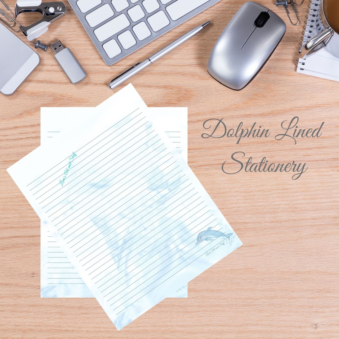 Dolphin Lined Stationery Letter Sheets / Art - Etsy