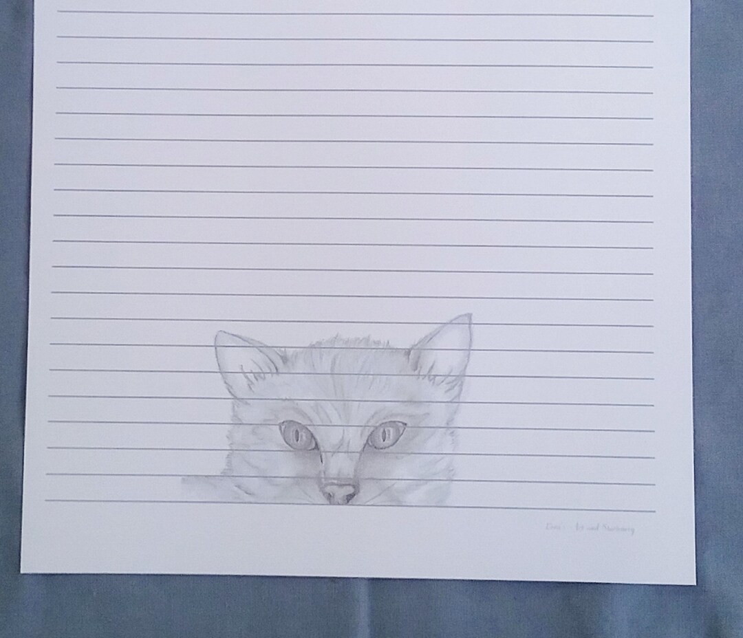 Cat Lined Stationery Letter Sheets / Cat Lined Writing Paper / - Etsy