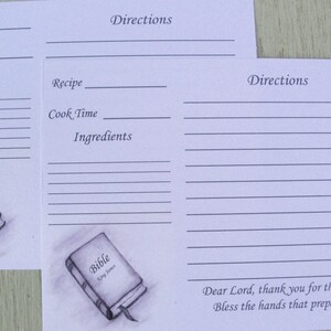 Baking Recipe Card Set- Christian Baking Recipe Cards- Lined Recipe ...