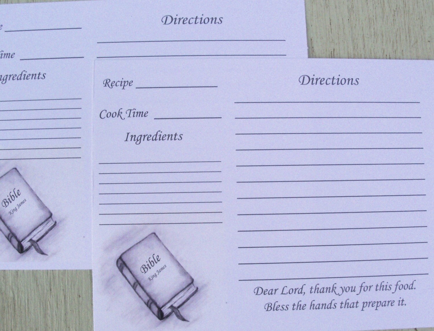 Baking Recipe Card Set Christian Baking Recipe Cards Lined - Etsy