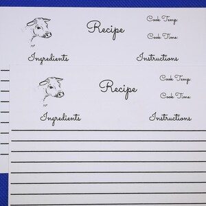 Baking Recipe Card Set- Cow Baking Recipe Cards- Lined Recipe Cards ...