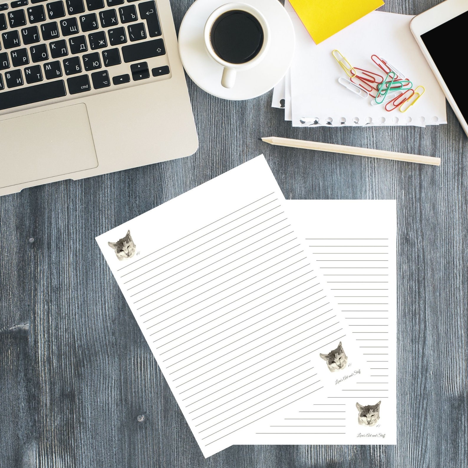 Cat Lined Stationery Letter Sheets / Art - Etsy