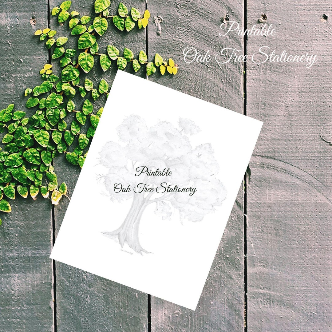 Printable / Digital Oak Tree Stationery - Printable Oak Tree Writing ...