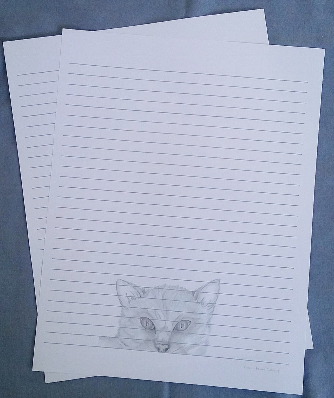Cat Lined Stationery Letter Sheets / Cat Lined Writing Paper / | Etsy