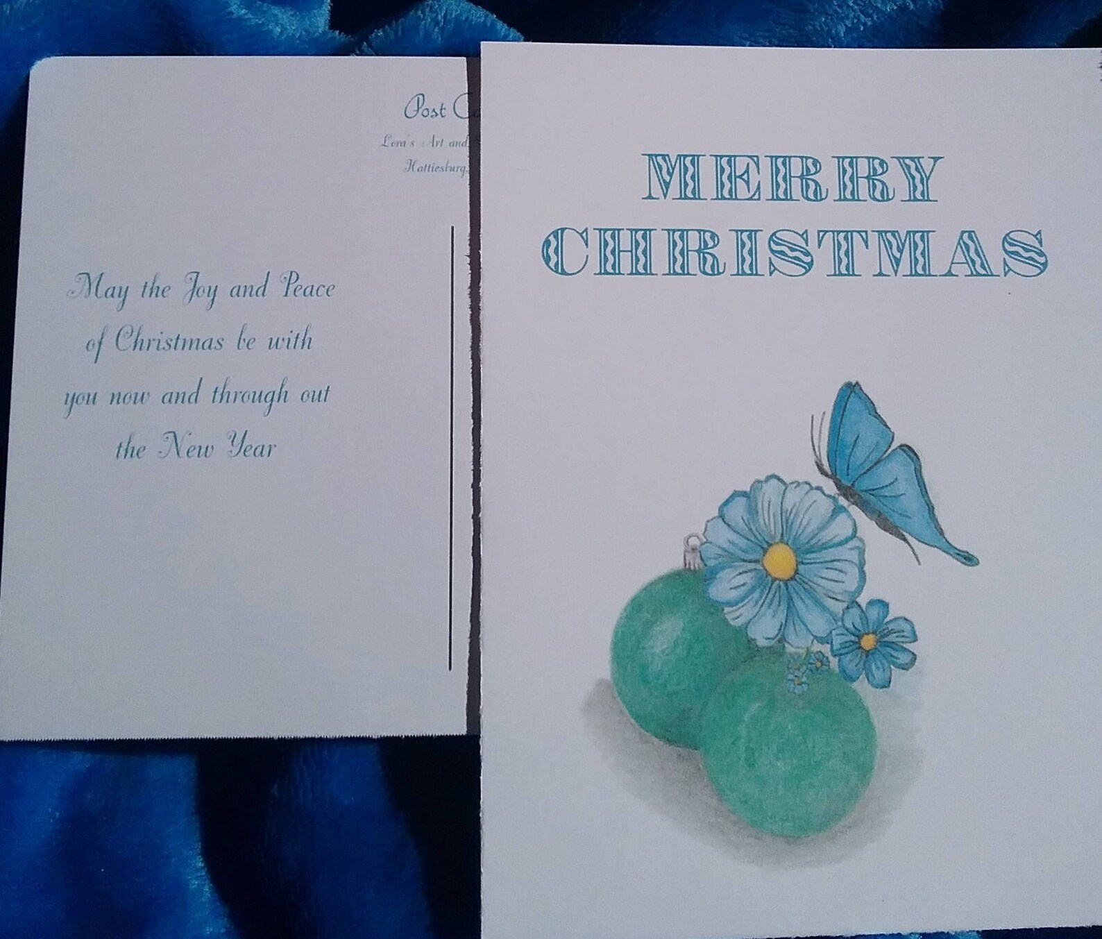 Christmas Postcard Set Butterfly Holiday Postcard Set / Blue - Etsy