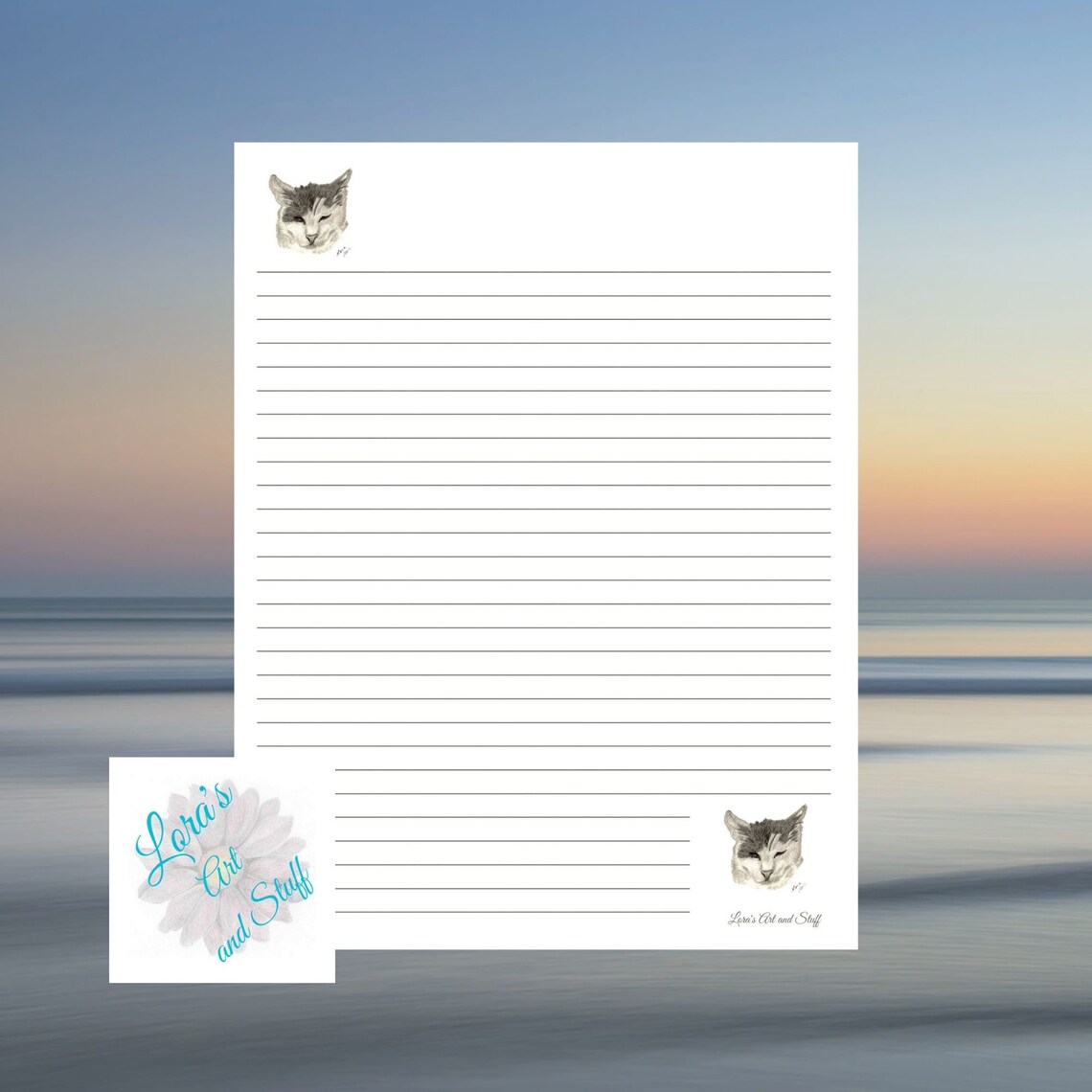 Cat Lined Stationery Letter Sheets / Art - Etsy