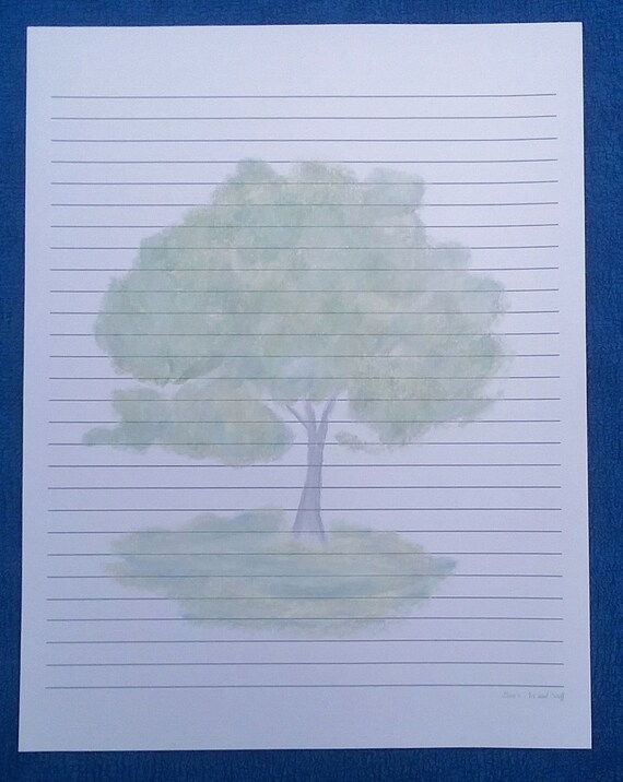Oak Tree Lined Stationery Letter Sheets / Lined Writing Paper | Etsy