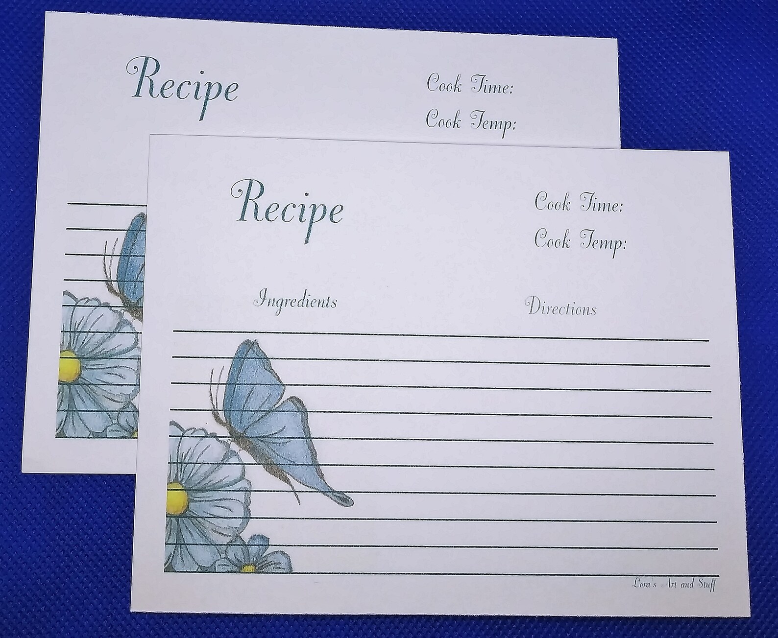 Baking Recipe Card Set Butterfly and Flower Recipe Cards - Etsy