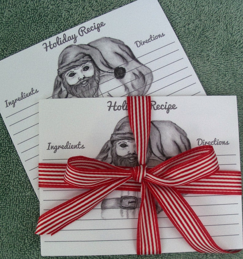 Holiday Baking Recipe Card Set Christmas Santa Recipe Cards - Etsy