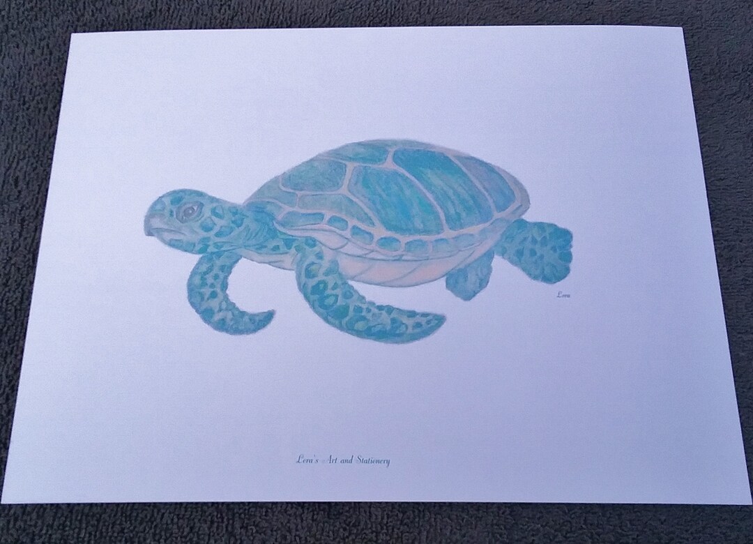 Sea Turtle Drawing Print: Hand-drawn Wall Art (8.5x11) - Etsy