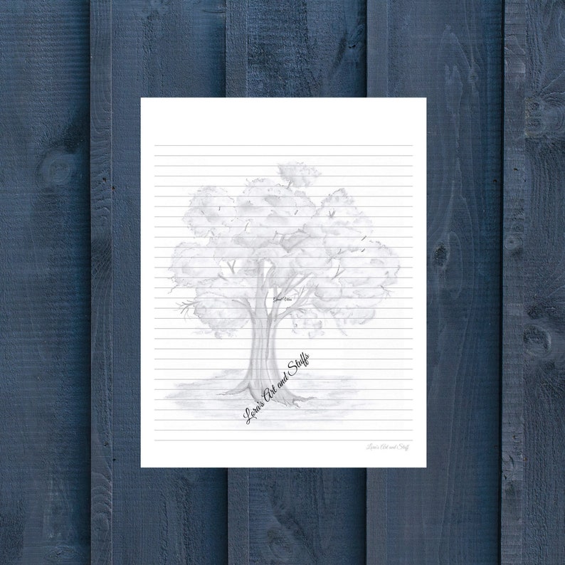 Oak Tree Stationery: Lined Writing Paper (digital Download) - Etsy