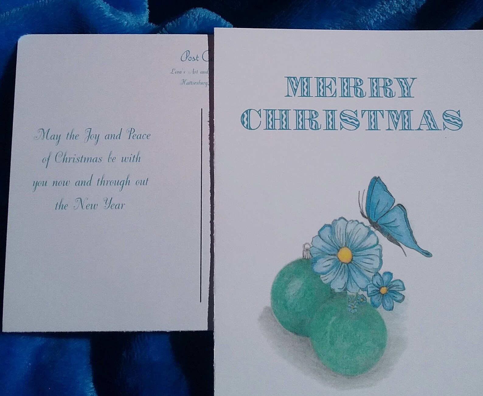 Christmas Postcard Set Butterfly Holiday Postcard Set / Blue - Etsy