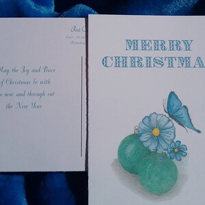 Christmas Postcard Set Butterfly Holiday Postcard Set / Blue Butterfly ...