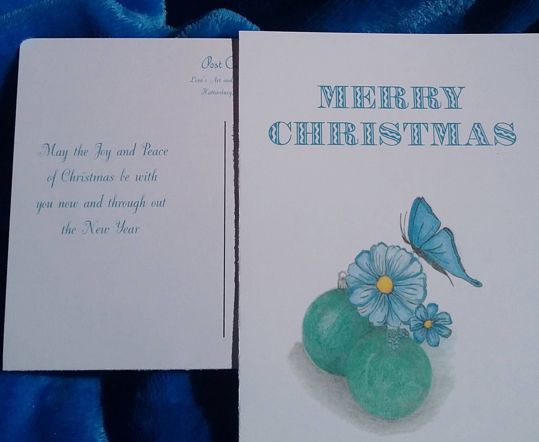 Christmas Postcard Set Butterfly Holiday Postcard Set / Blue | Etsy