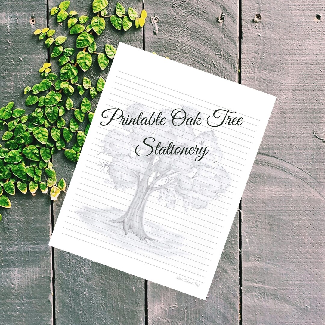 Oak Tree Stationery: Lined Writing Paper (digital Download) - Etsy