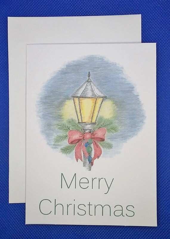 Christmas Greeting Card Set Christmas Lamp Post Greeting | Etsy