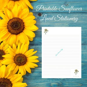 Printable / Digital Sunflower Lined Stationery Letter Sheets ...