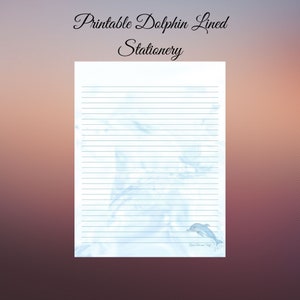 Printable / Digital Dolphin Lined Stationery Letter Sheets / Art - Etsy