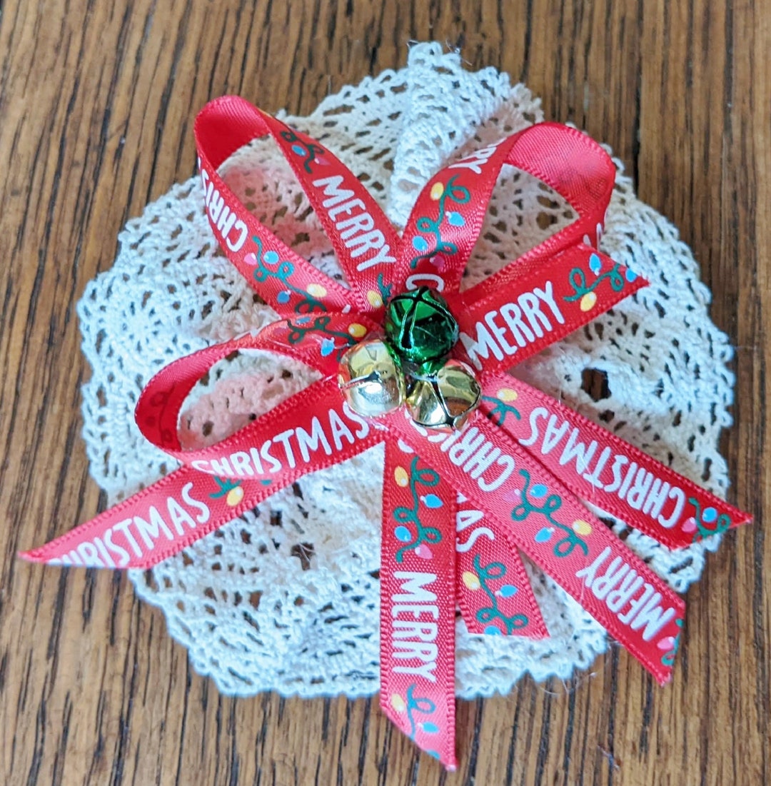 Christmas Bell Bow Barrette: Handmade Lace Hair Clip - Etsy