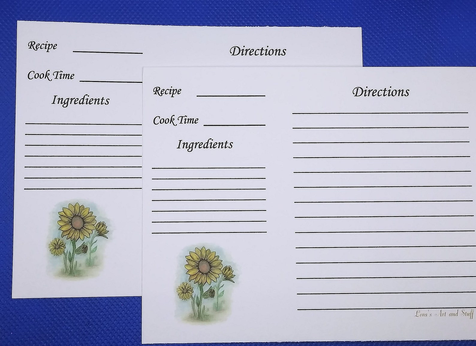 Sunflower Baking Recipe Card Set / Sunflower Recipe Index | Etsy