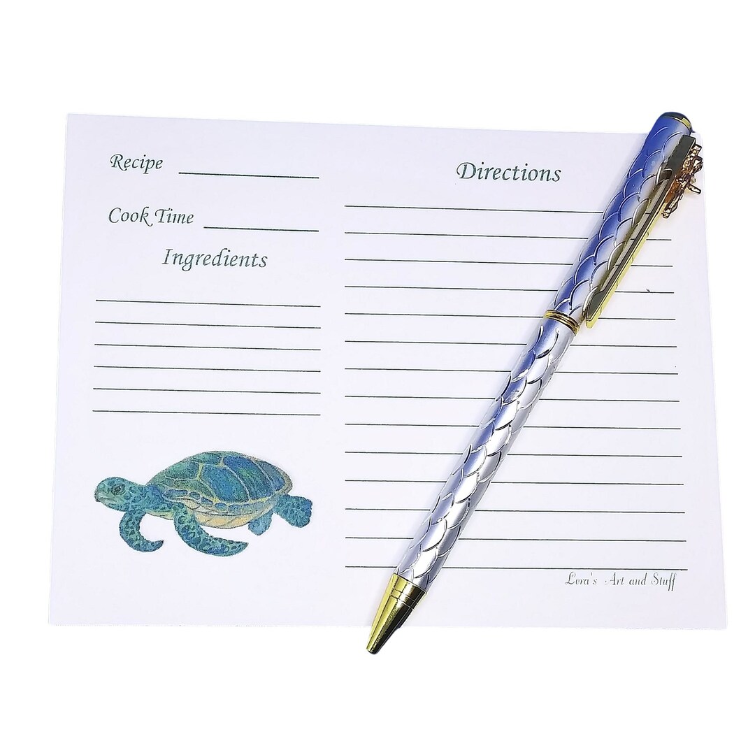 Sea Turtle Recipe Cards: Hand-drawn Art, Lined Baking Cards - Etsy