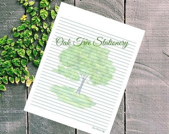 Oak Tree Lined Stationery Letter Sheets / Lined Writing Paper | Etsy