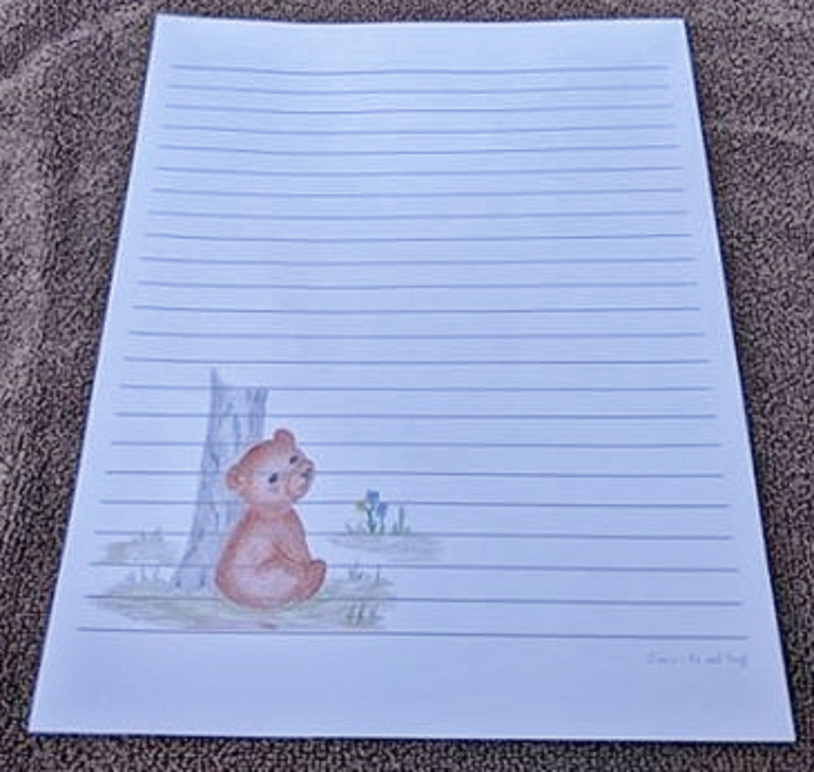 Teddy Bear Lined Stationery Letter Sheets / Teddy Bear Writing - Etsy